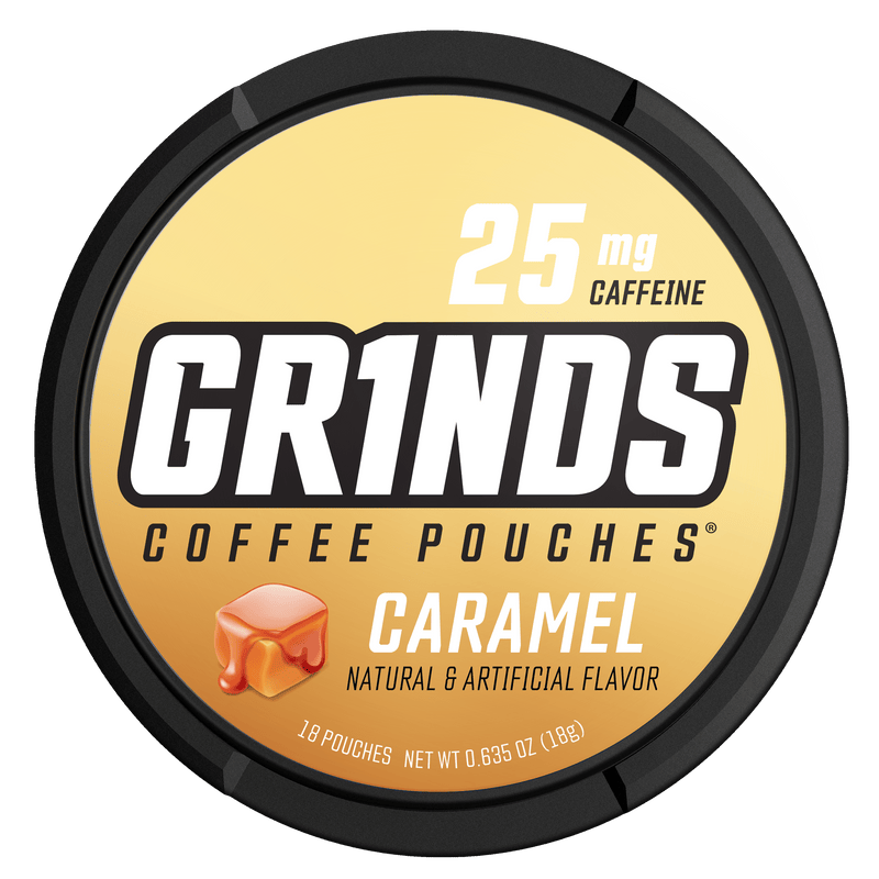 GRINDS Caramel Coffee Pouches – Tobacco-Free & Energizing